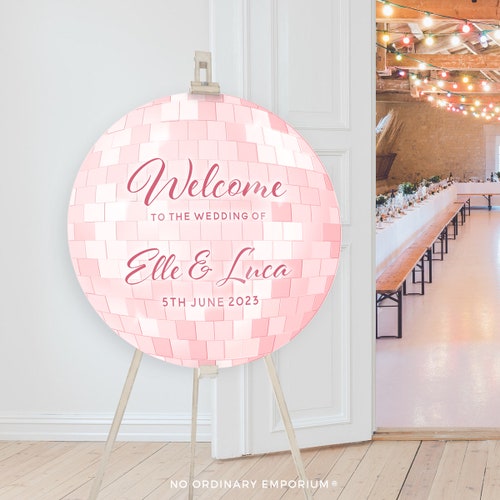 Disco Ball-style Welcome Sign Birthday Party Sign Let's - Etsy
