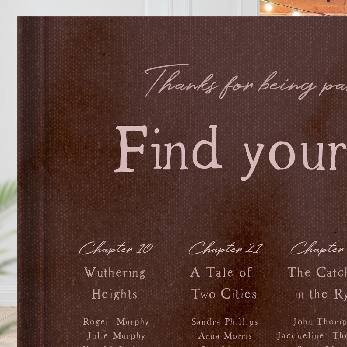 Bookish Wedding Table Plan Book Lovers Wedding Seating Chart | Etsy