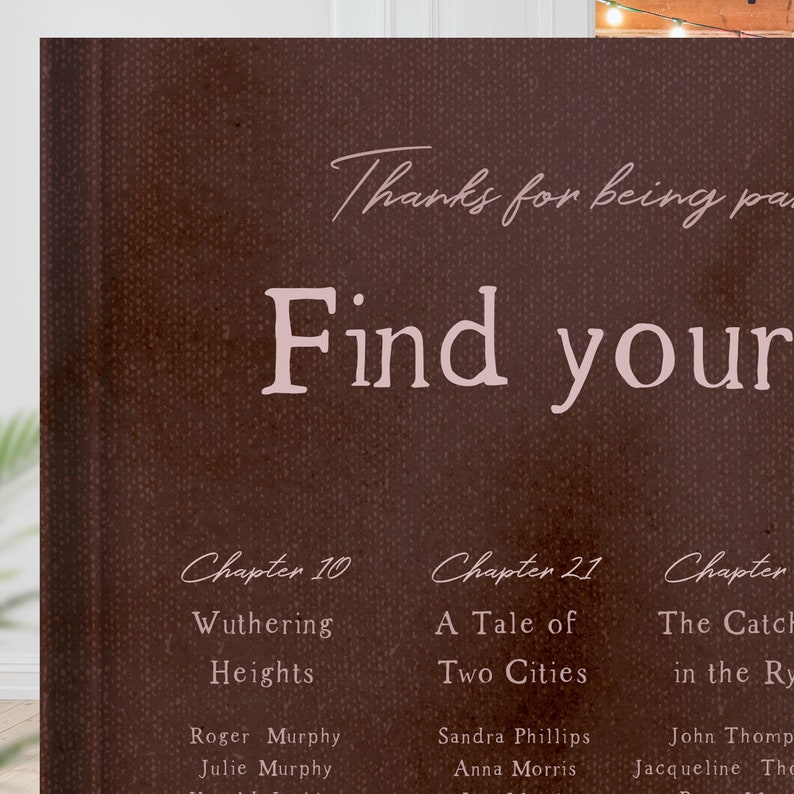 Bookish Wedding Table Plan Book Lovers Wedding Seating Chart | Etsy