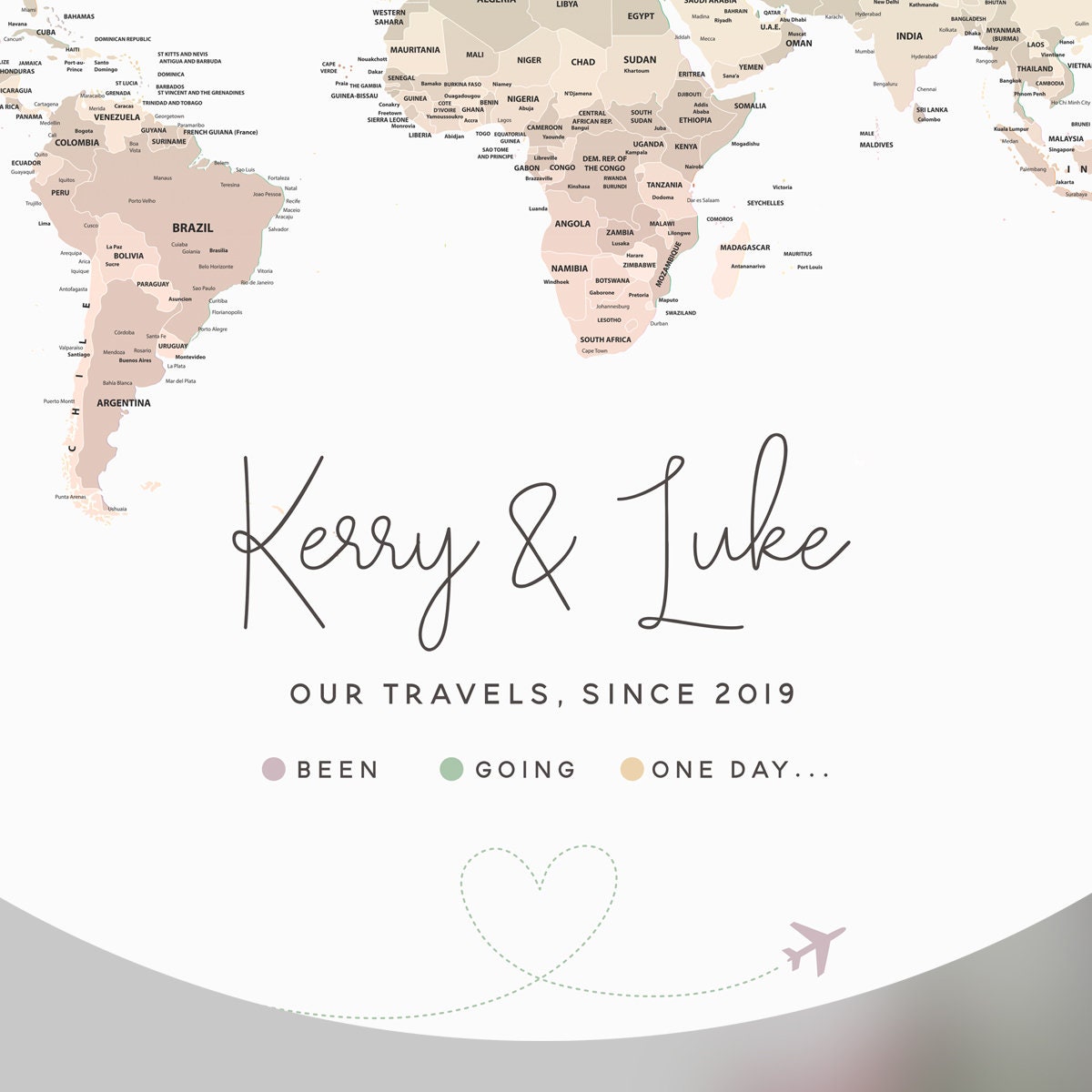 Round World Map, Our Adventures Map, Detailed World Pin Board, Places ...