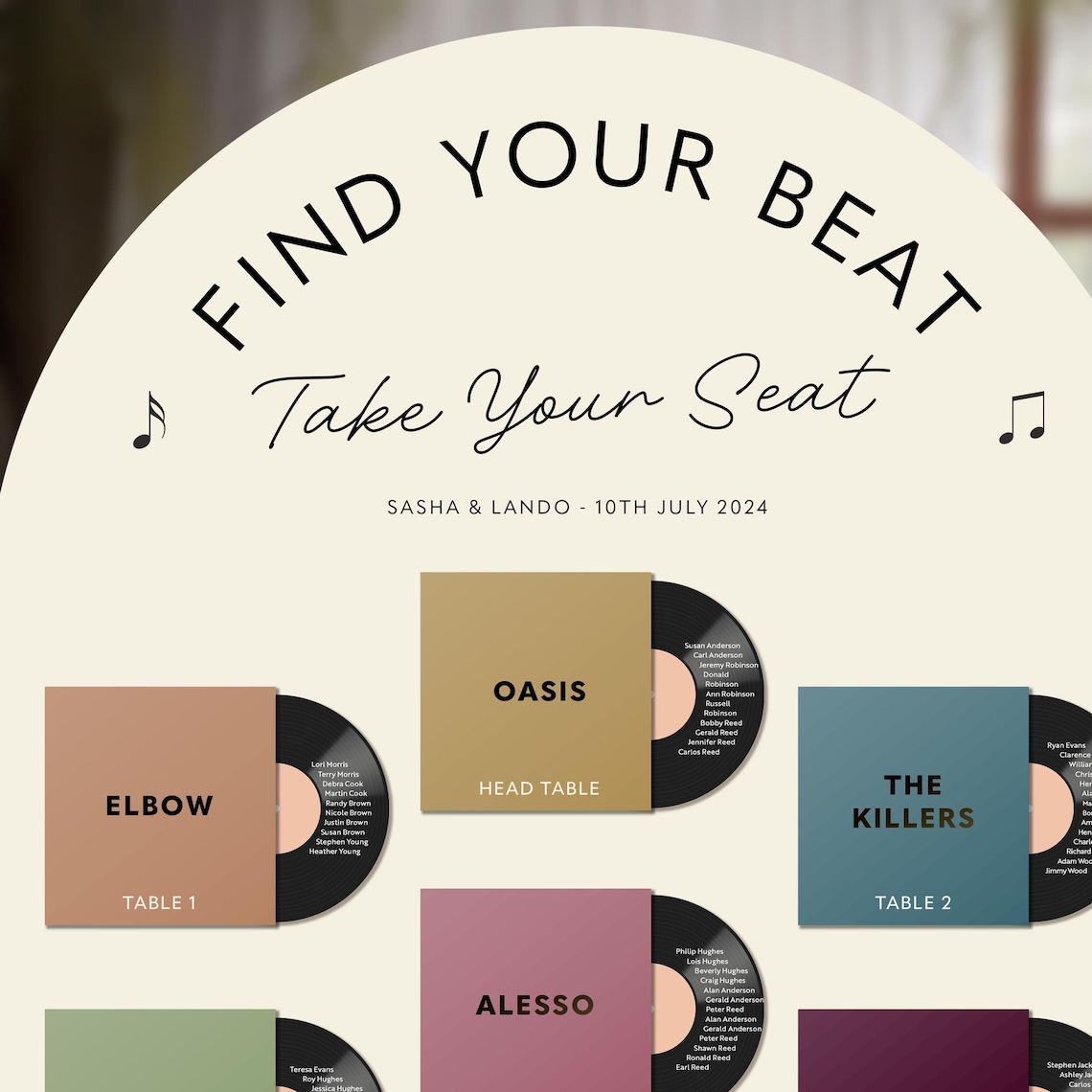 Record Table Plan, Record Seating Chart, Music Theme Wedding, Vinyl ...