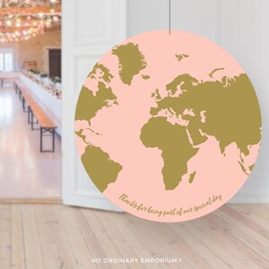 Globe-style Welcome Wedding Sign, Round Travel Theme Wedding Sign ...