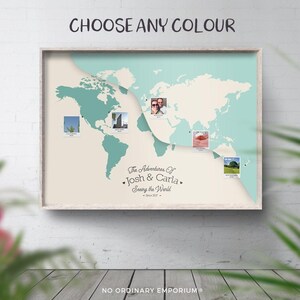 World Map Photo Collage, Travel Photo Gift, Travel Lover Couples ...