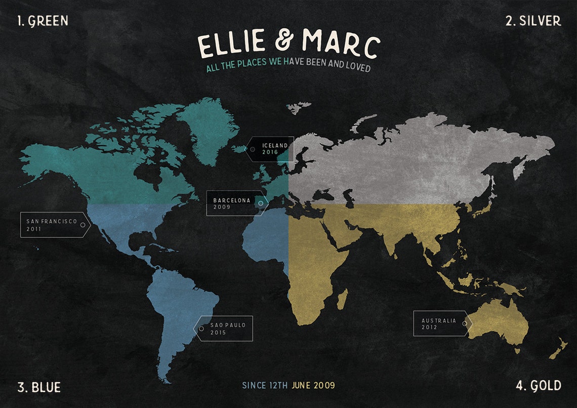 Bucket List Map World Travel Map Personalised Map Custom - Etsy España