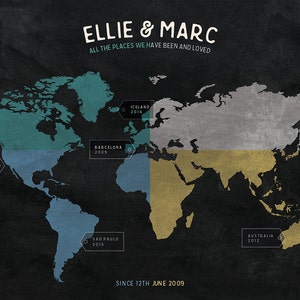 Bucket List Map World Travel Map Personalised Map Custom - Etsy UK