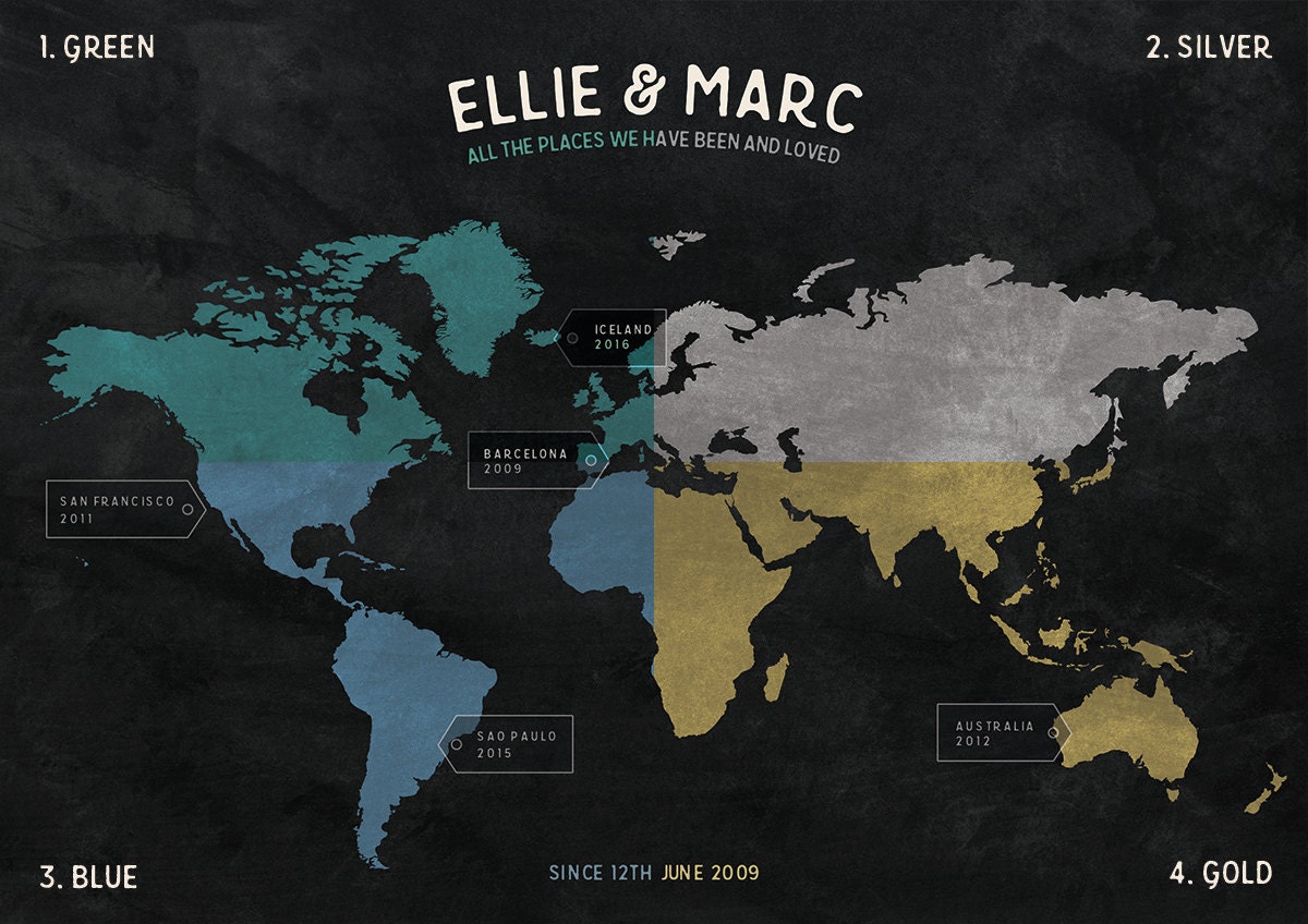 Bucket List Map World Travel Map Personalised Map Custom - Etsy España