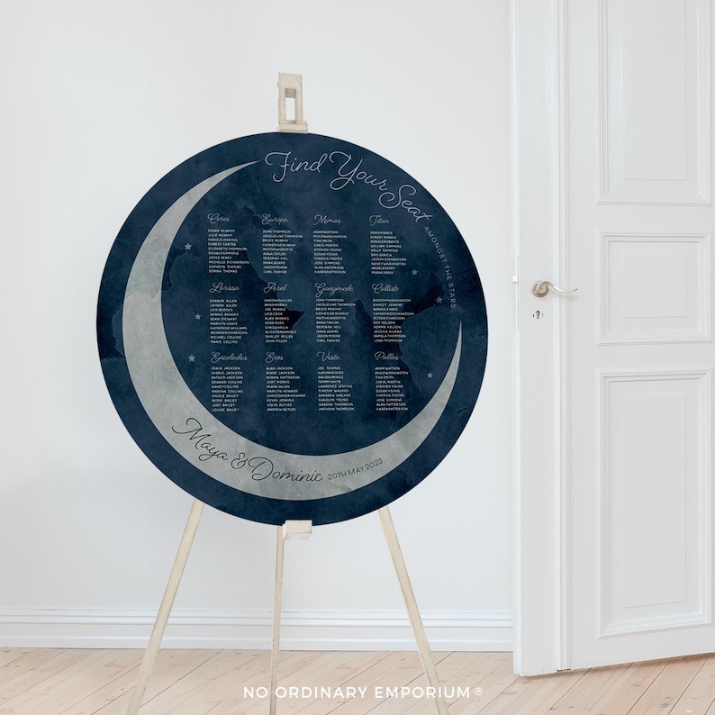 Moon and Stars Wedding Table Plan, Celestial Theme Wedding Seating ...