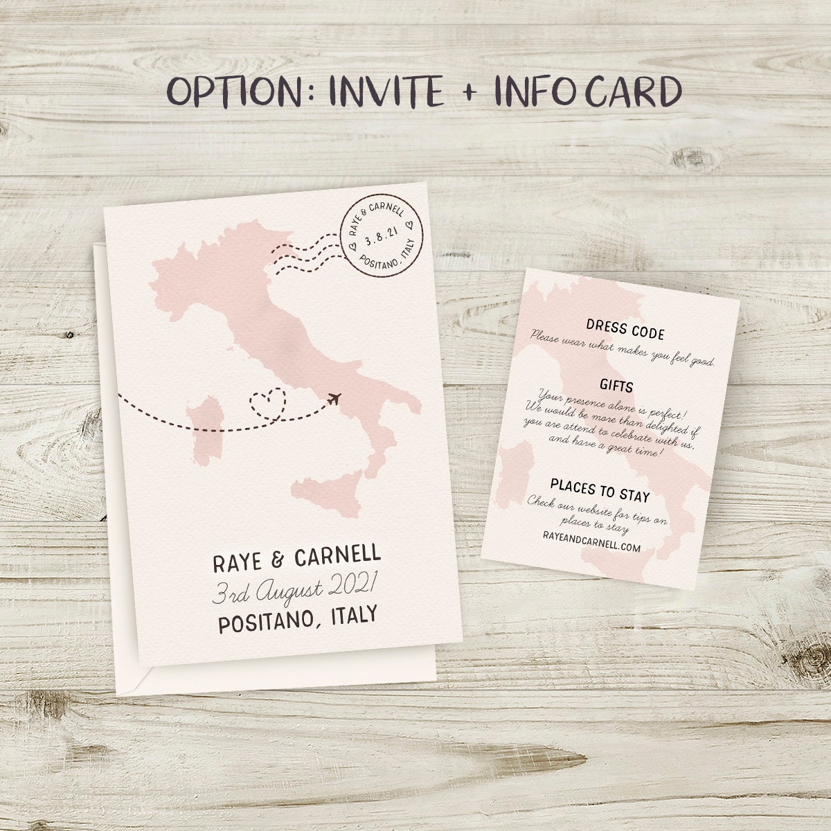 Italy wedding invitation Travel wedding invites Destination | Etsy
