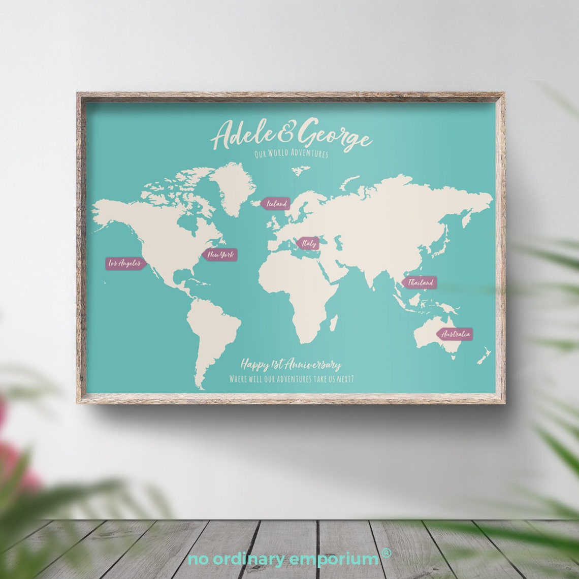 Personalised Travel Map Print Custom World Map Places Been | Etsy UK