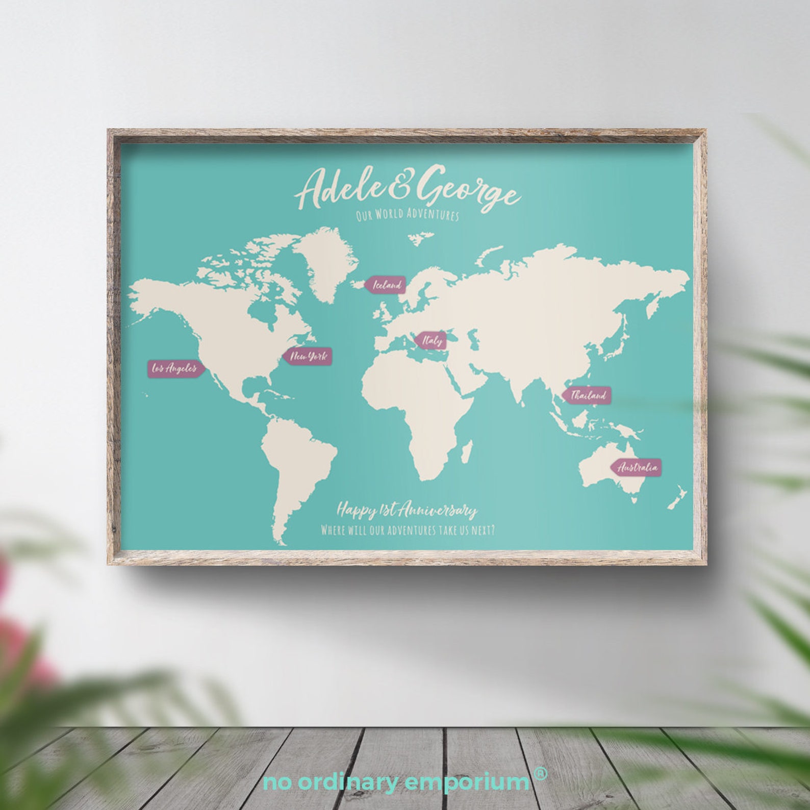 Personalised Travel Map Print Custom World Map Places Been | Etsy UK