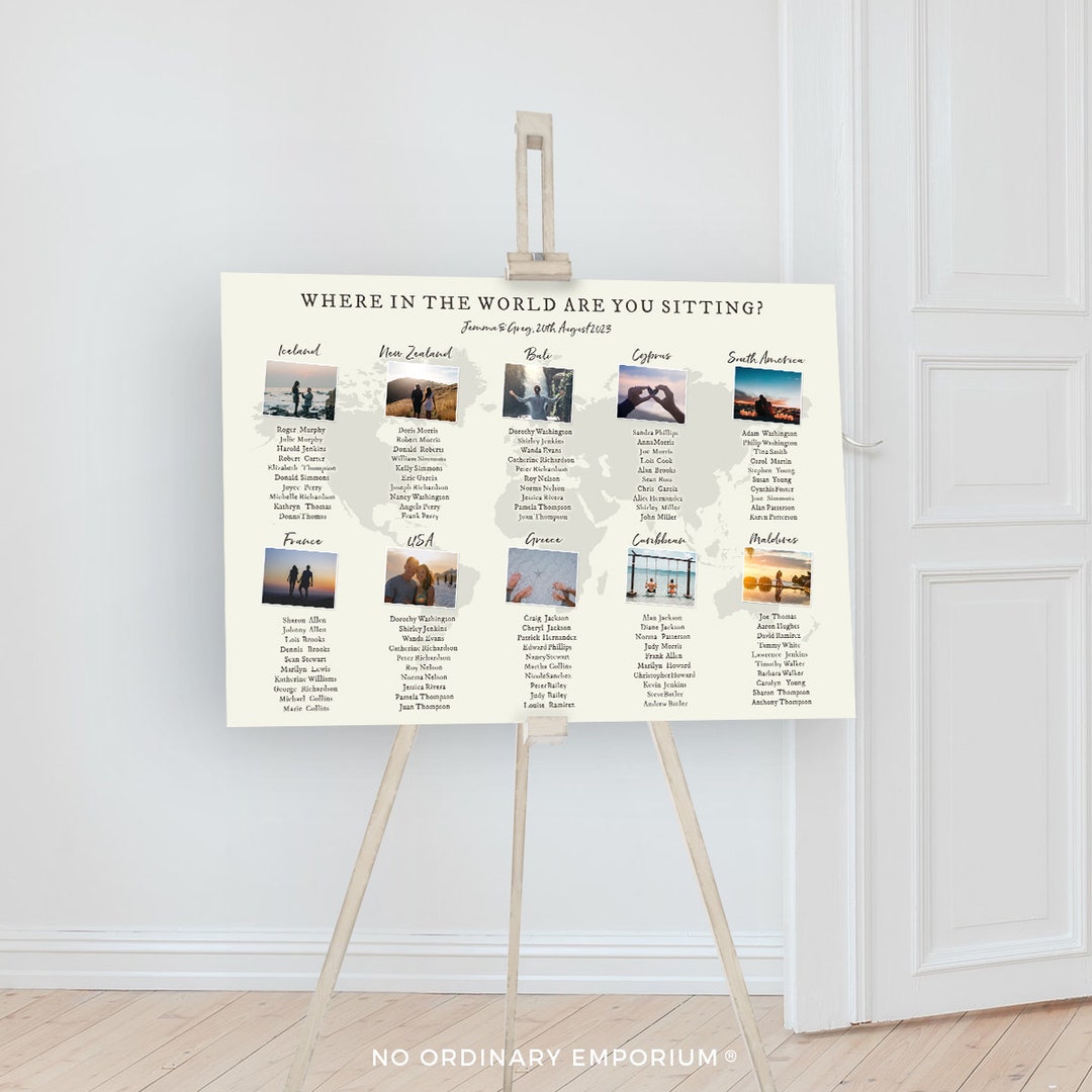 Where in the World Are You Sitting, Wedding Seating Chart, Photo Table Names, Travel Theme World ...