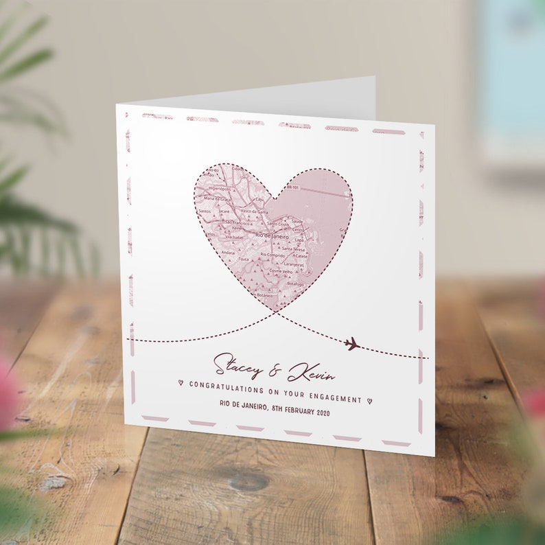 Map Engagement Card Location Wedding Card World Map Card - Etsy