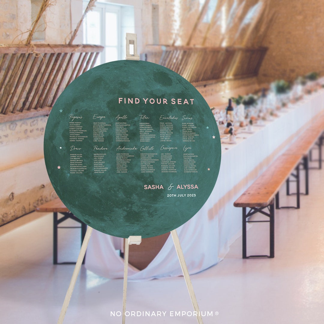 Moon and Stars Wedding Table Plan, Celestial Theme Wedding Seating ...