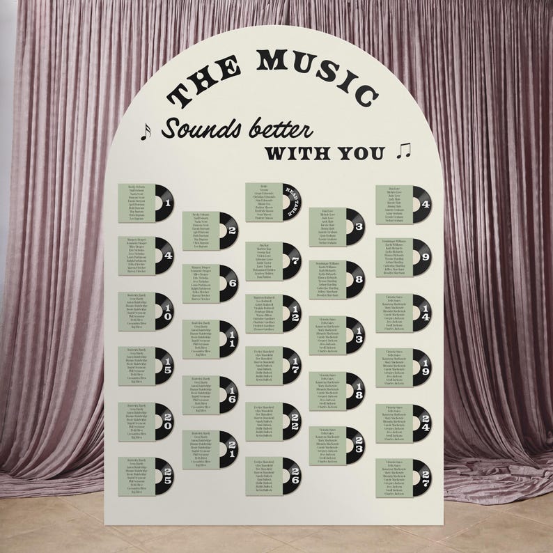 Record Table Plan, Record Seating Chart, Music Theme Wedding, Vinyl ...