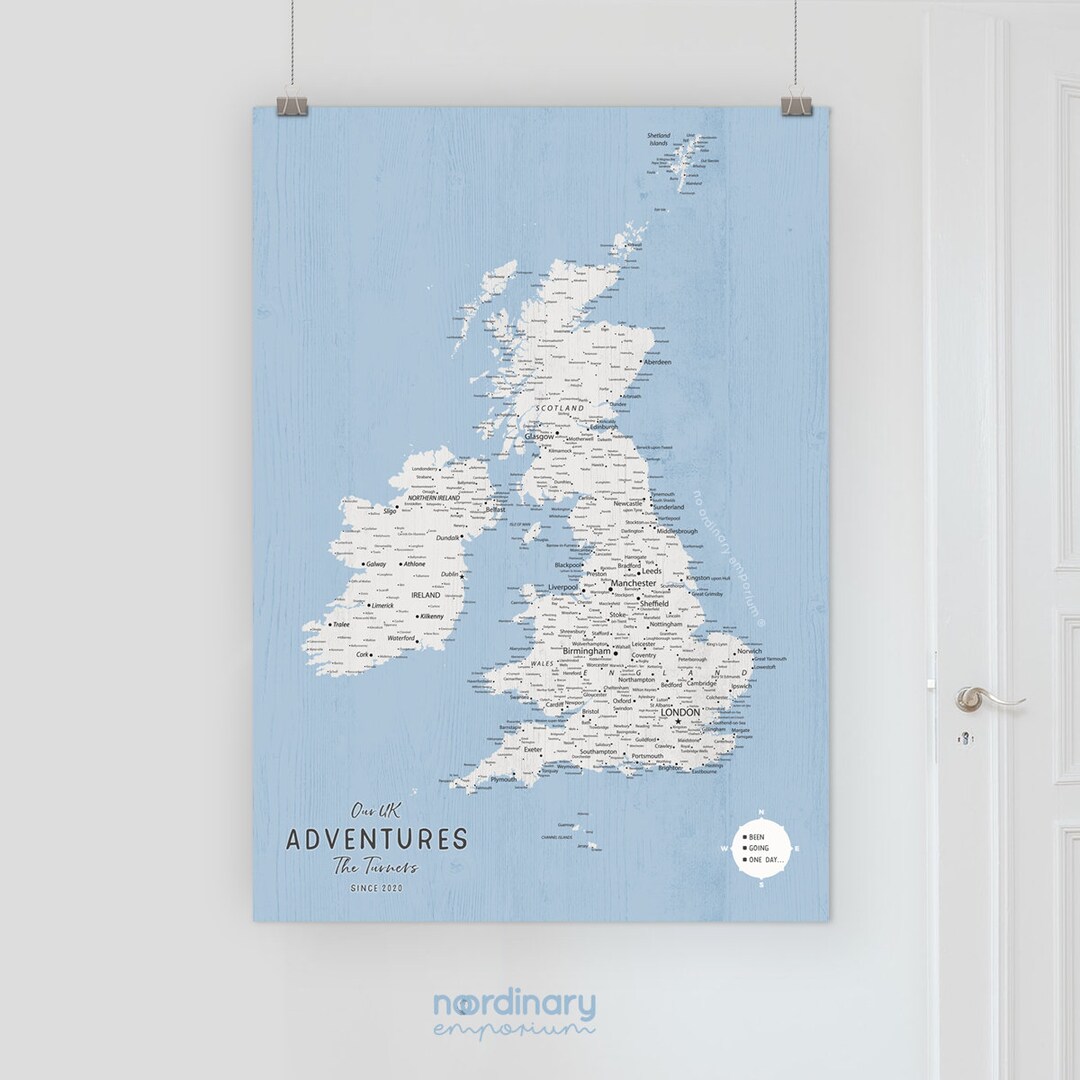UK Map Pin Board Push Pin Map Personalised Road Trip Map - Etsy