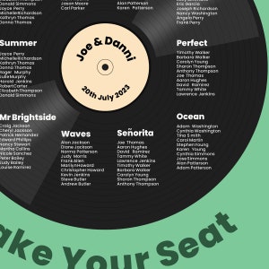 Record Table Plan Record Seating Chart Music Theme Wedding - Etsy