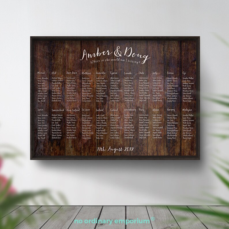 Rustic Wedding Seating Chart, World Map Table Plan, Table Plan Map ...