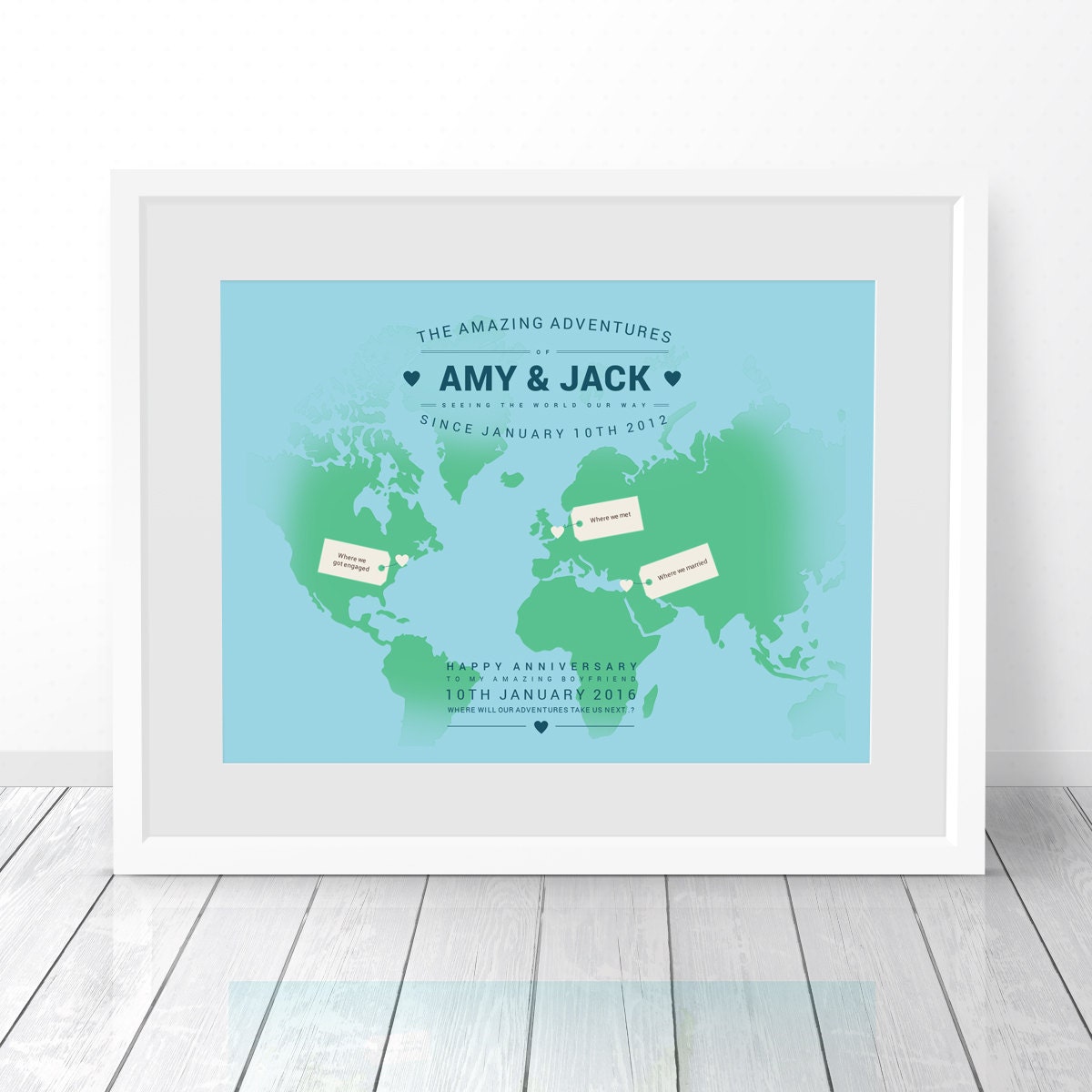 Personalised World Map Custom Travel Map Print Places - Etsy UK