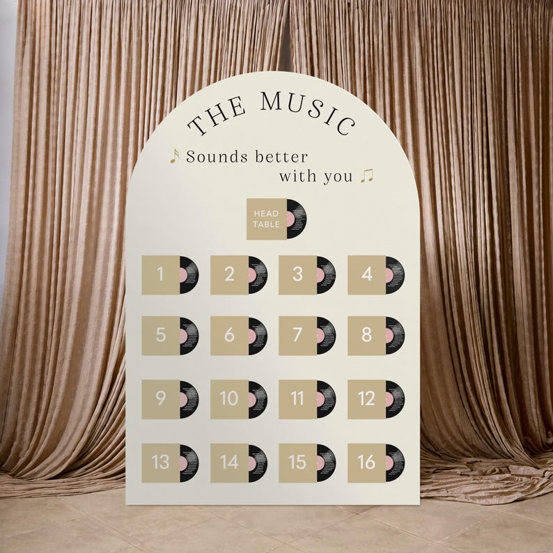 Record Table Plan, Record Seating Chart, Music Theme Wedding, Vinyl ...