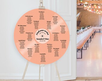 Record Shape Table Plan Music Theme Wedding Seating Chart DJ | Etsy