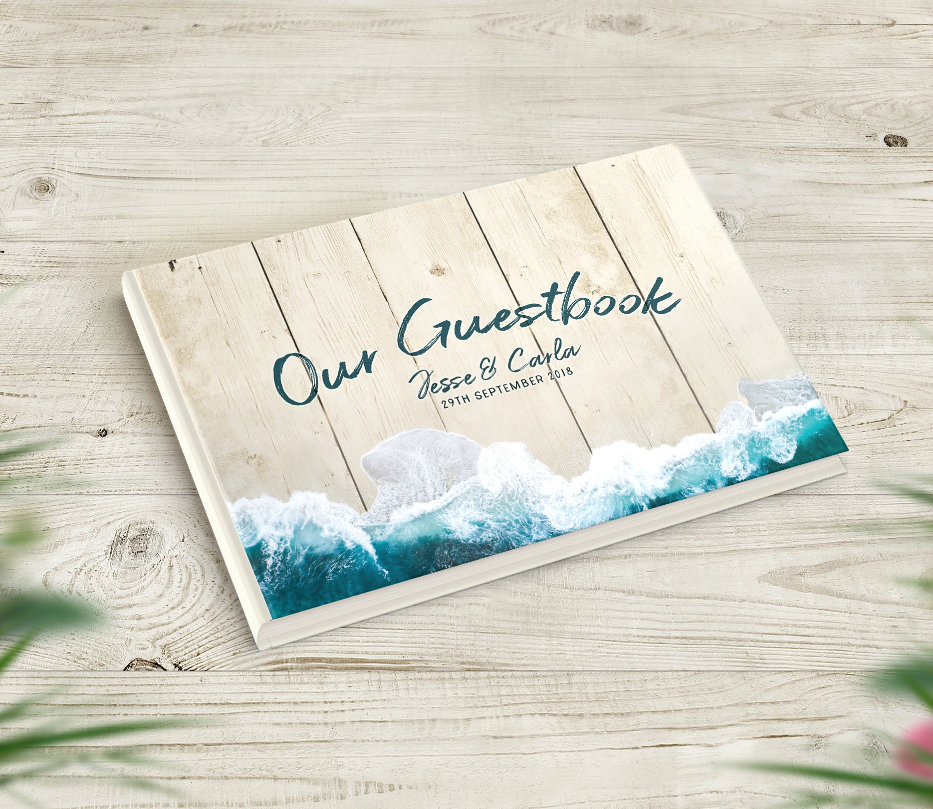 Beach Wedding Guest Book, watercolor painting Original signature Beach ...