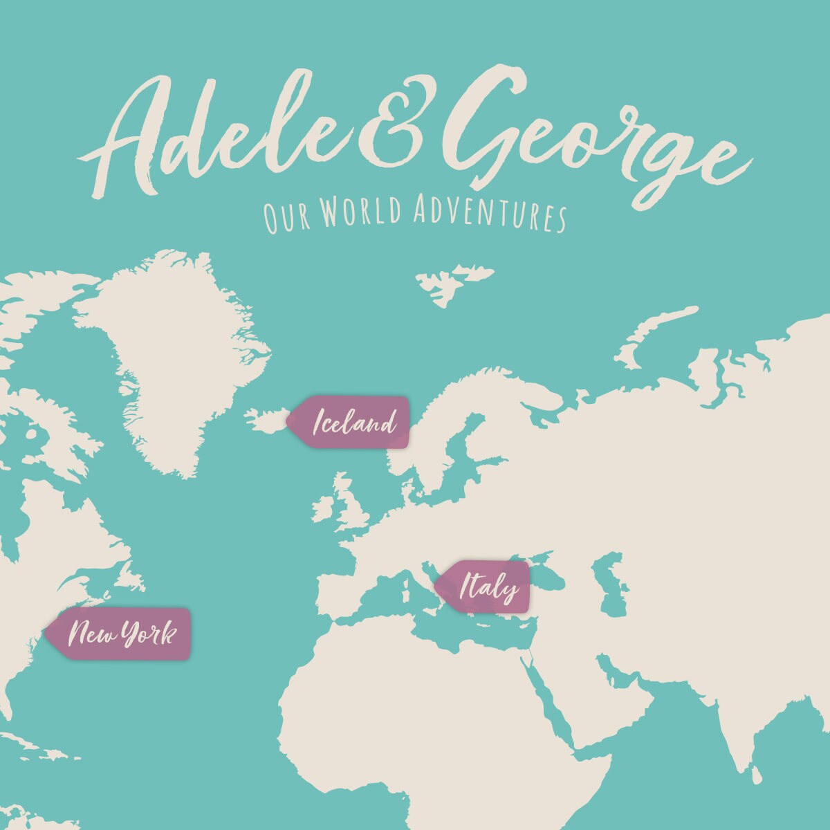 Personalised Travel Map Print Custom World Map Places Been | Etsy UK