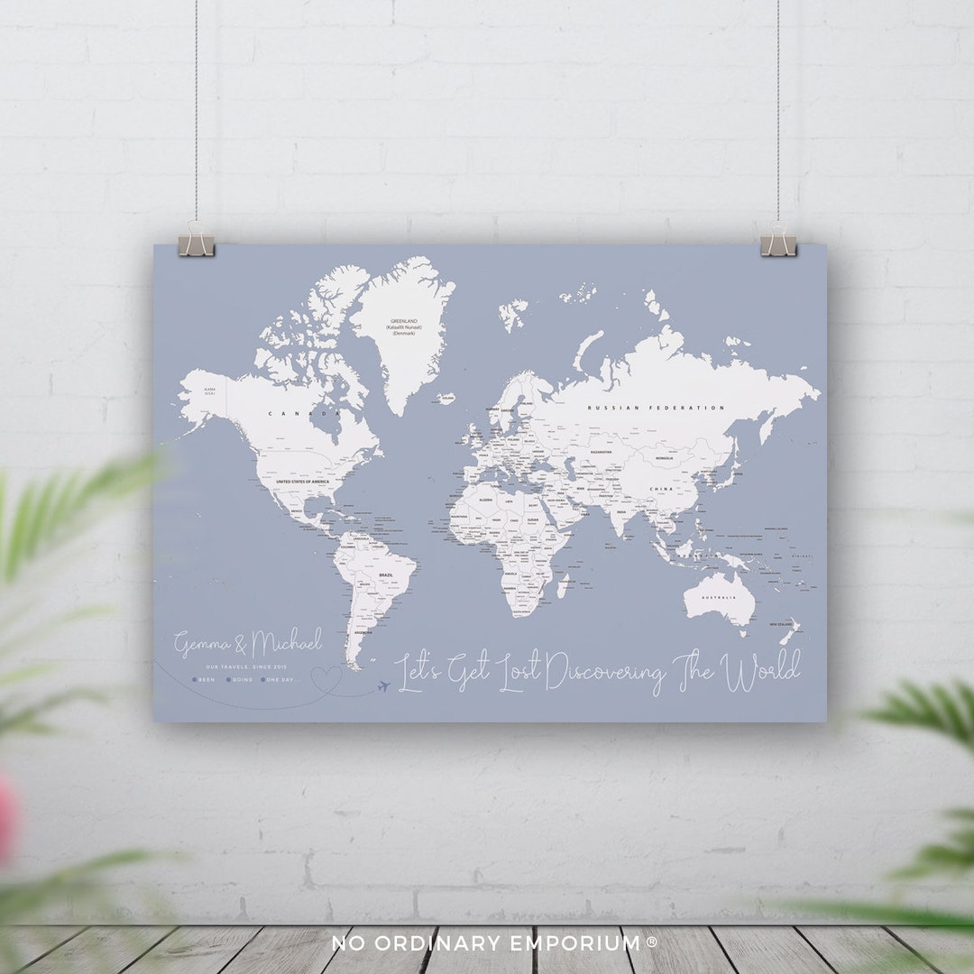 Colour in Map, Travel Bucket List Map, Colour-in World, Personalised ...