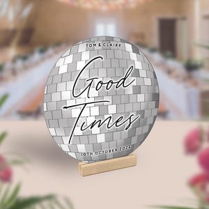 Disco Table Cards, Retro Wedding Table Names, Groovy Table Signs, Round ...