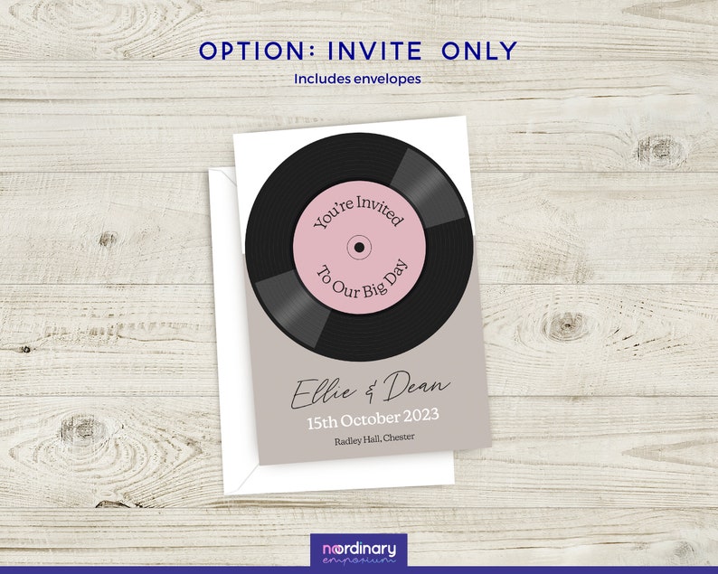 Music Theme Wedding Invitations Rock Wedding Record Invites - Etsy