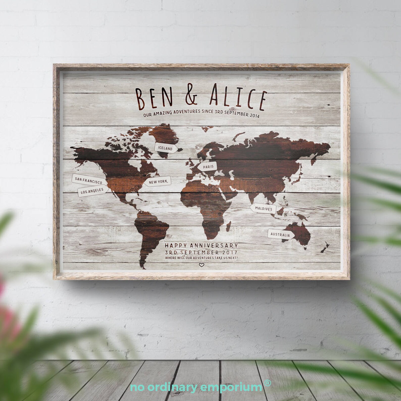 World Map Poster Print Wood Look Poster Travel Bucket List | Etsy