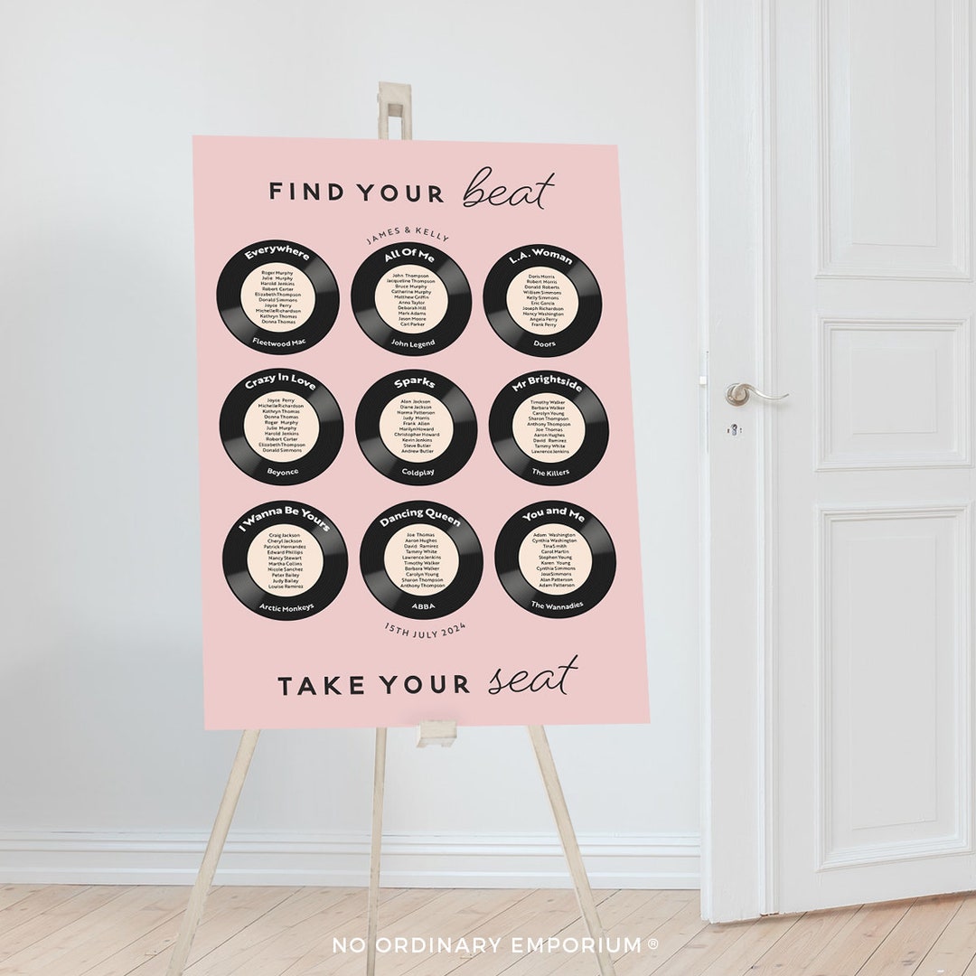 Record Table Plan, LP Record Seating Chart, Music Theme Wedding, Vinyl ...