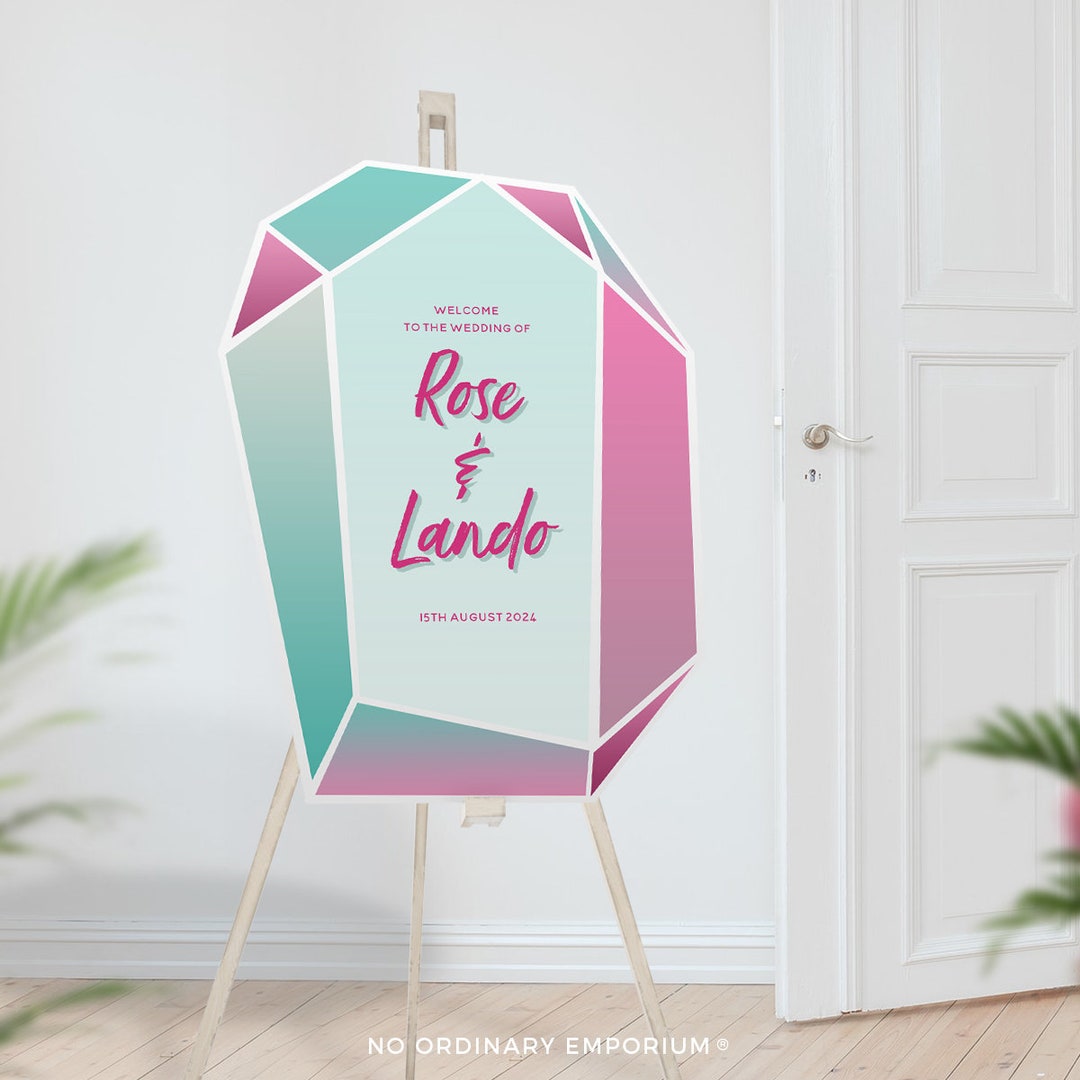 Large Crystal Wedding Welcome Sign: Jewel Shaped, Glam Decor - Etsy