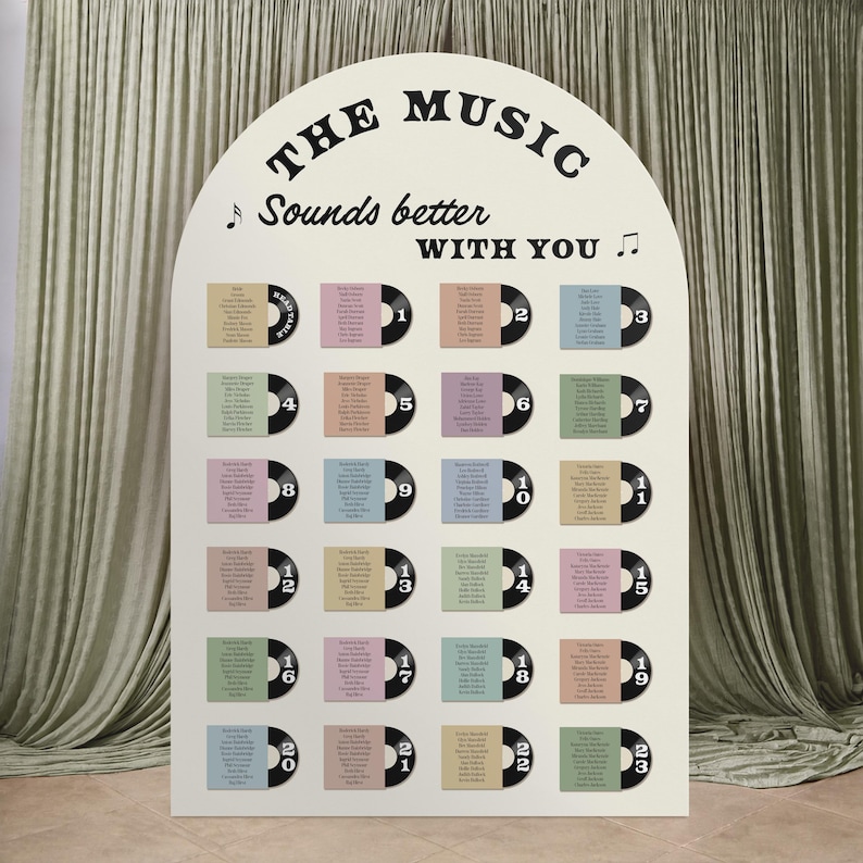 Record Table Plan, Record Seating Chart, Music Theme Wedding, Vinyl ...