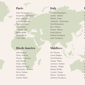 Travel Theme Table Plan Map, Wedding Travel Themed, World Seating Chart ...