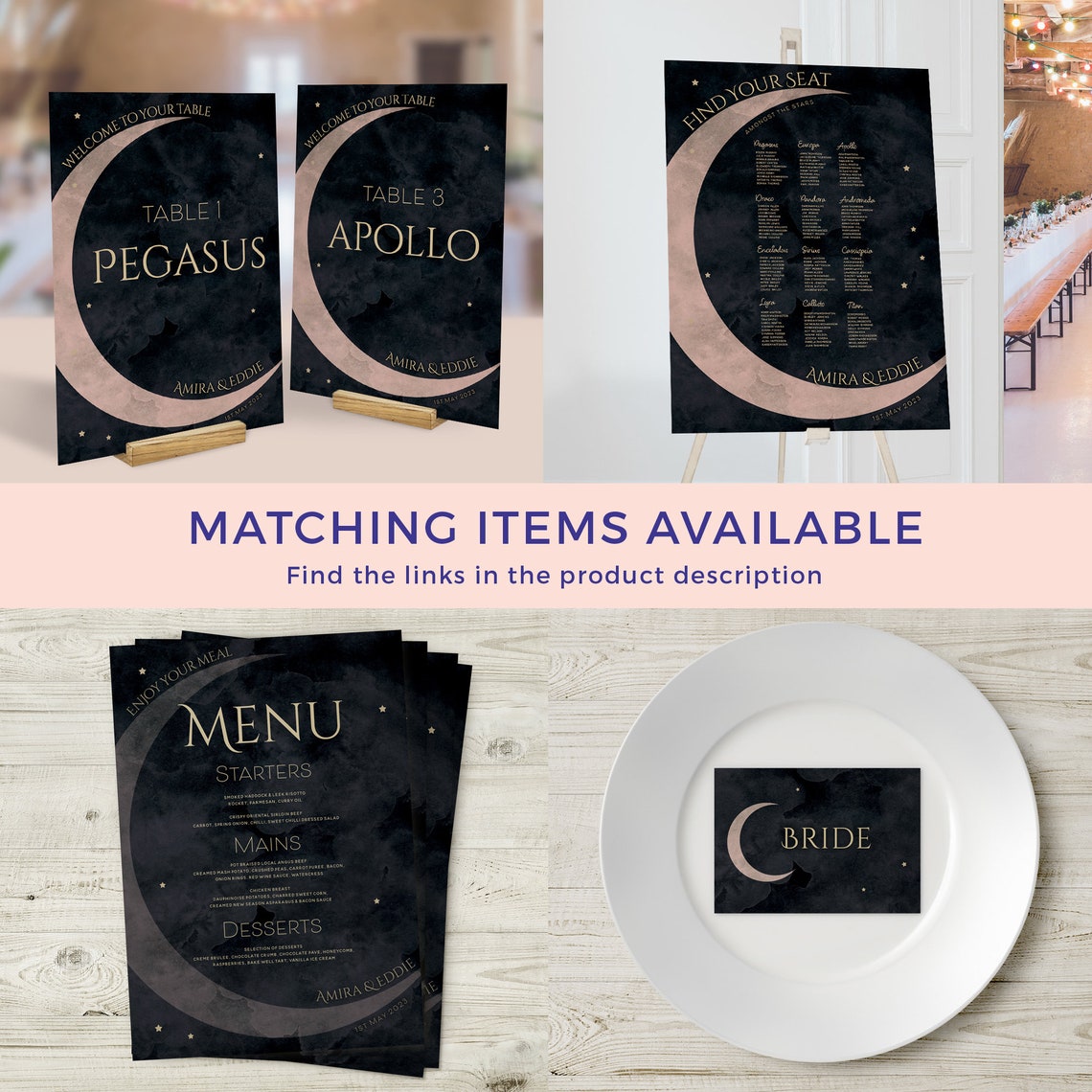 Celestial Wedding Menus: Moon and Stars Theme (printed or Digital) - Etsy