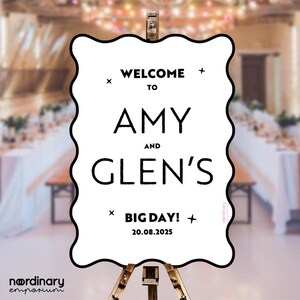 Wavy Retro Sign, Wave Wedding, Wedding Reception Sign, Retro Welcome ...