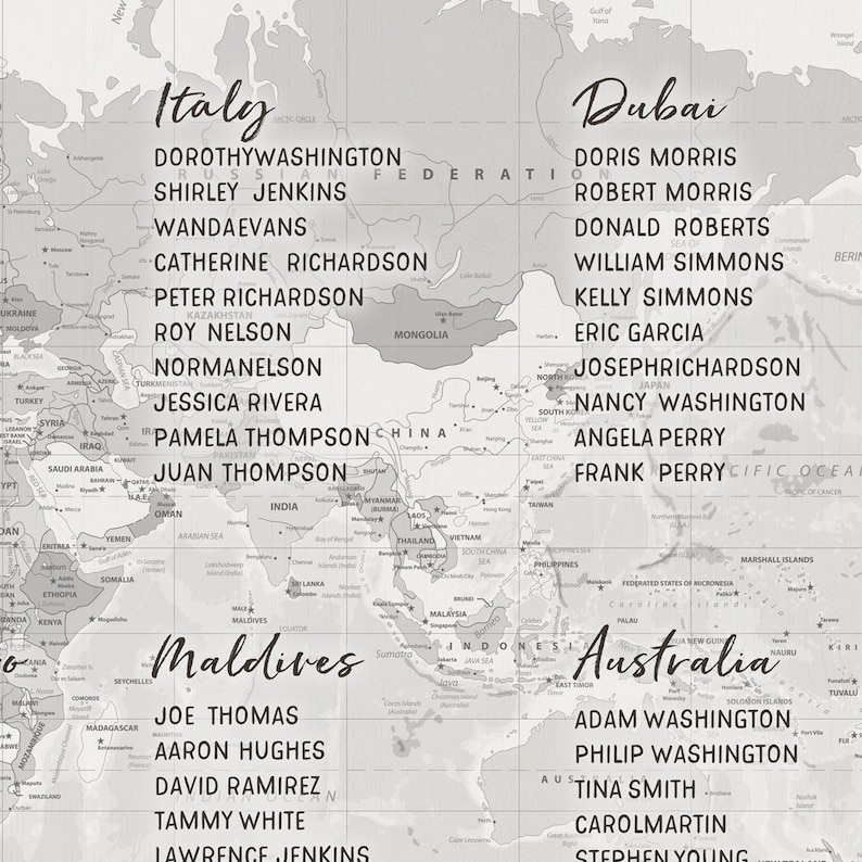 World Map Seating Chart Board, Travel Theme Table Plan, Where in the ...