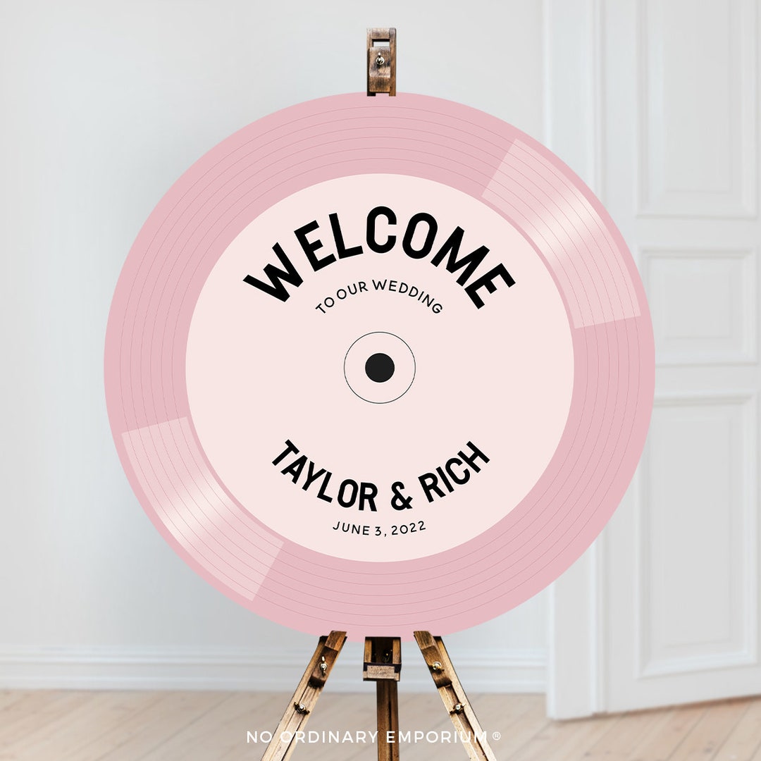 Personalized Vinyl Record Wedding Welcome Sign: Retro Music Theme ...