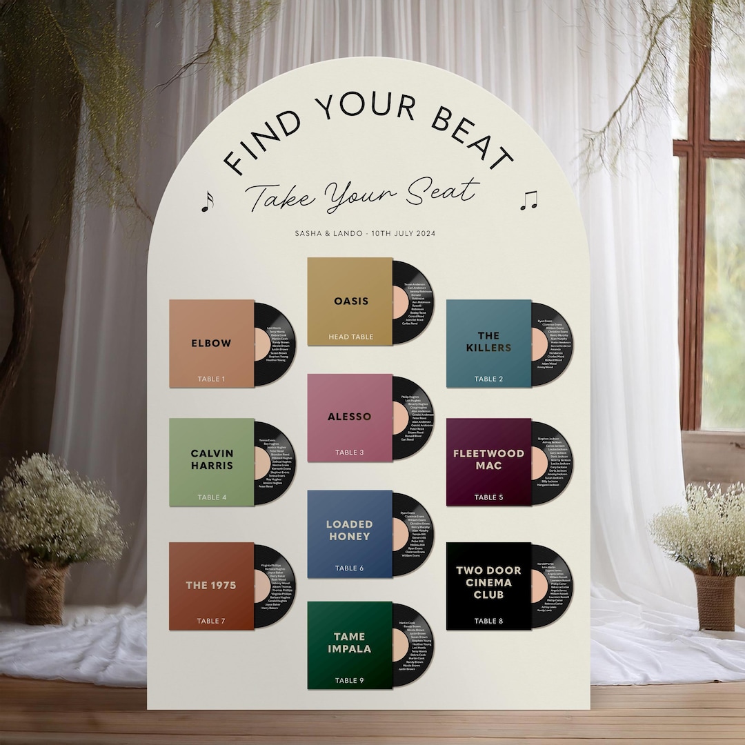 Record Table Plan, Record Seating Chart, Music Theme Wedding, Vinyl ...