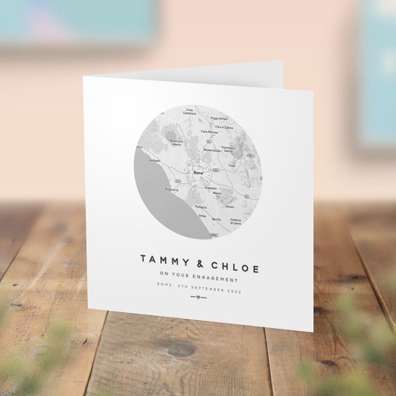 Map Engagement Card Location Wedding Card World Map Card - Etsy