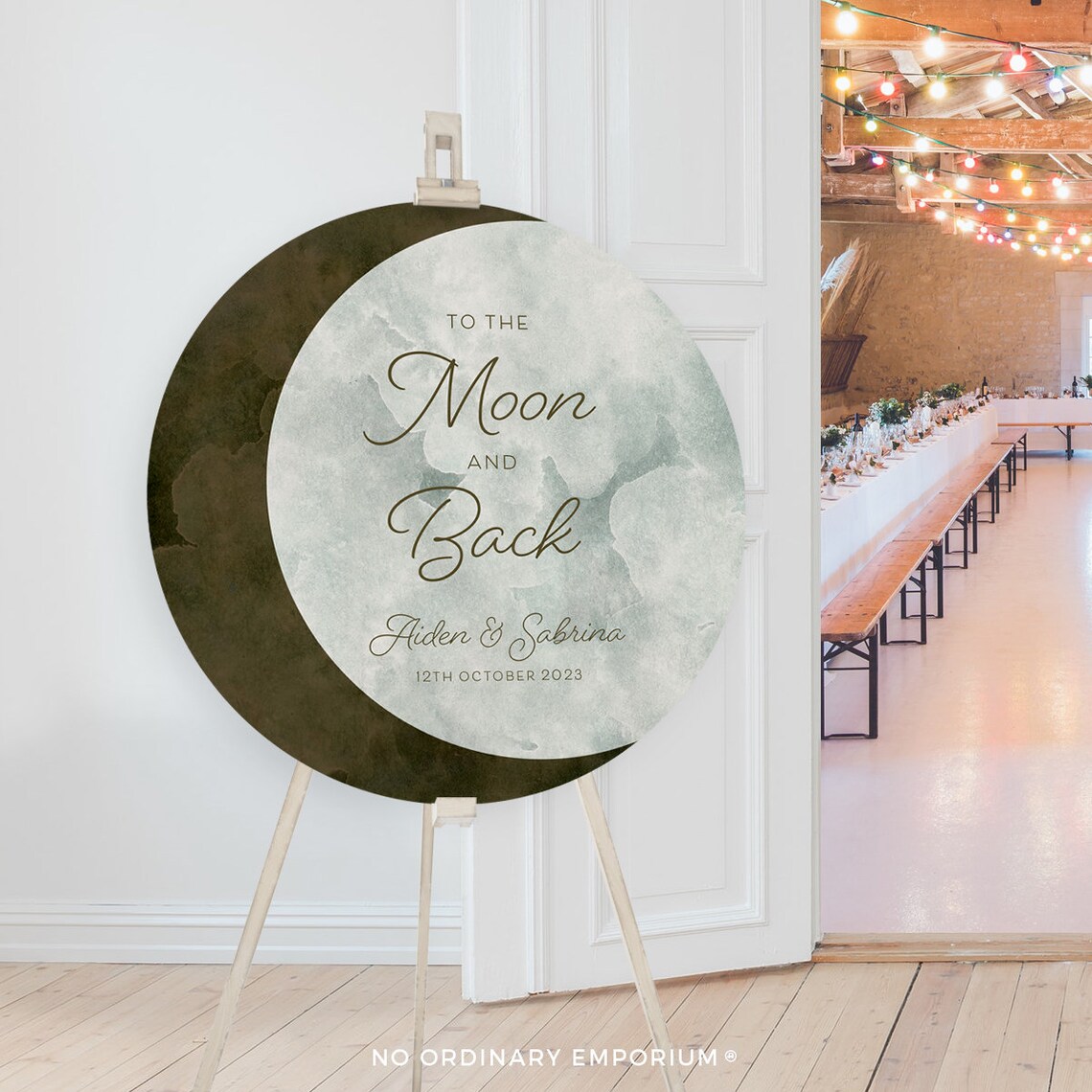 Crescent Moon Welcome Sign Jewel Theme Green Gold Starry - Etsy