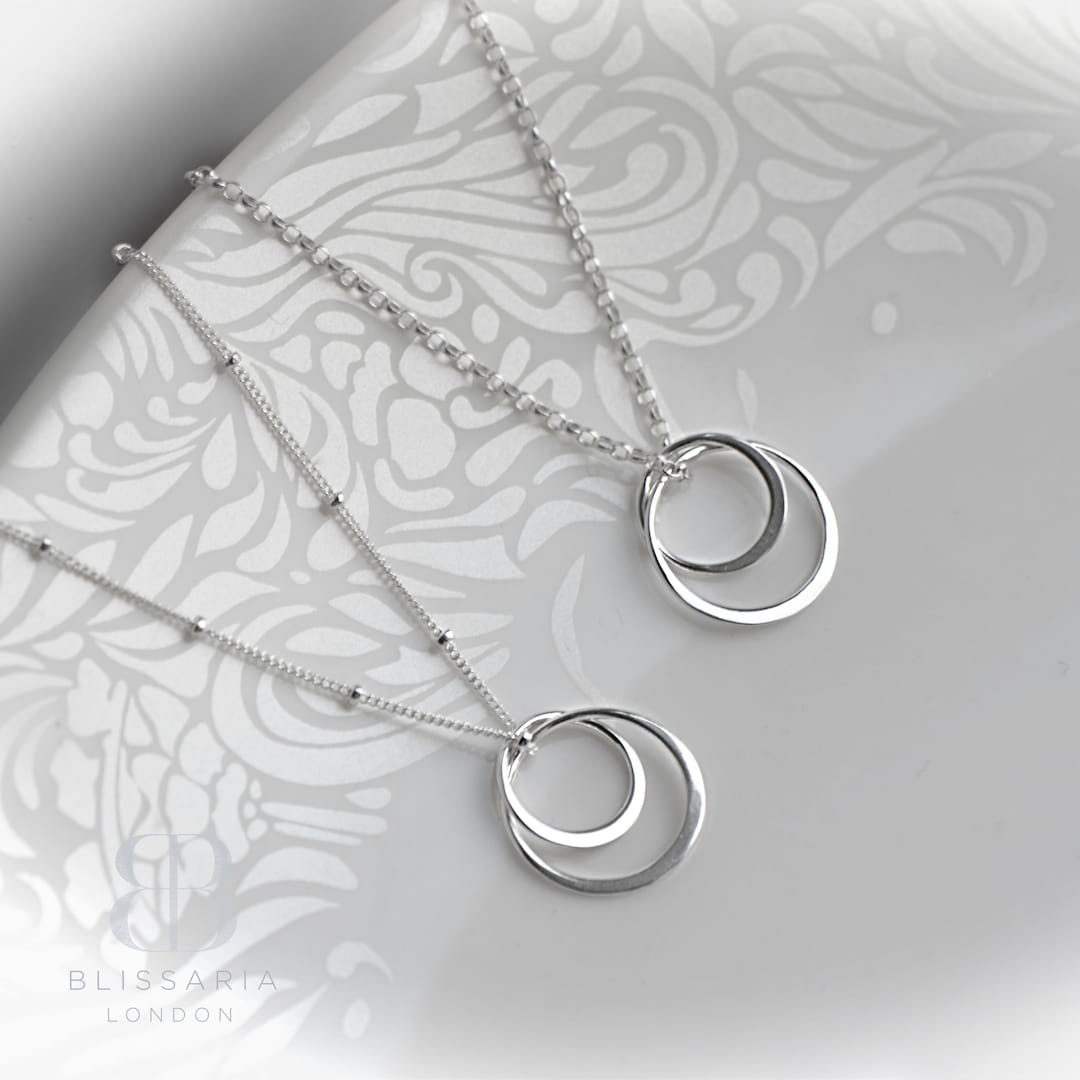 Silver Circles Necklace Double Circle Necklace Sterling - Etsy UK