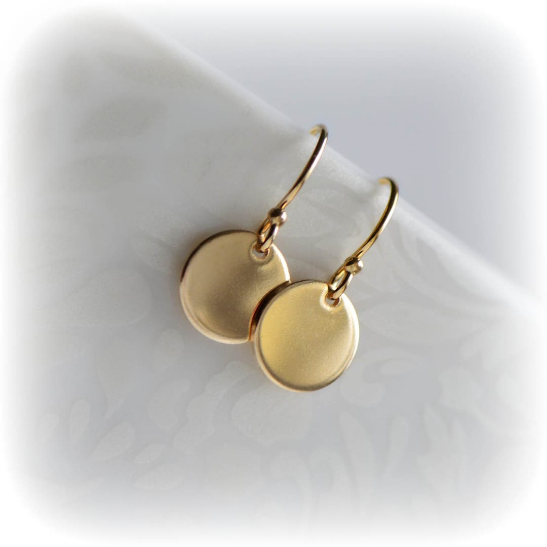 Tiny Gold Earrings, Small Gold Dot Earrings Gold Disc, Birthday Gift ...