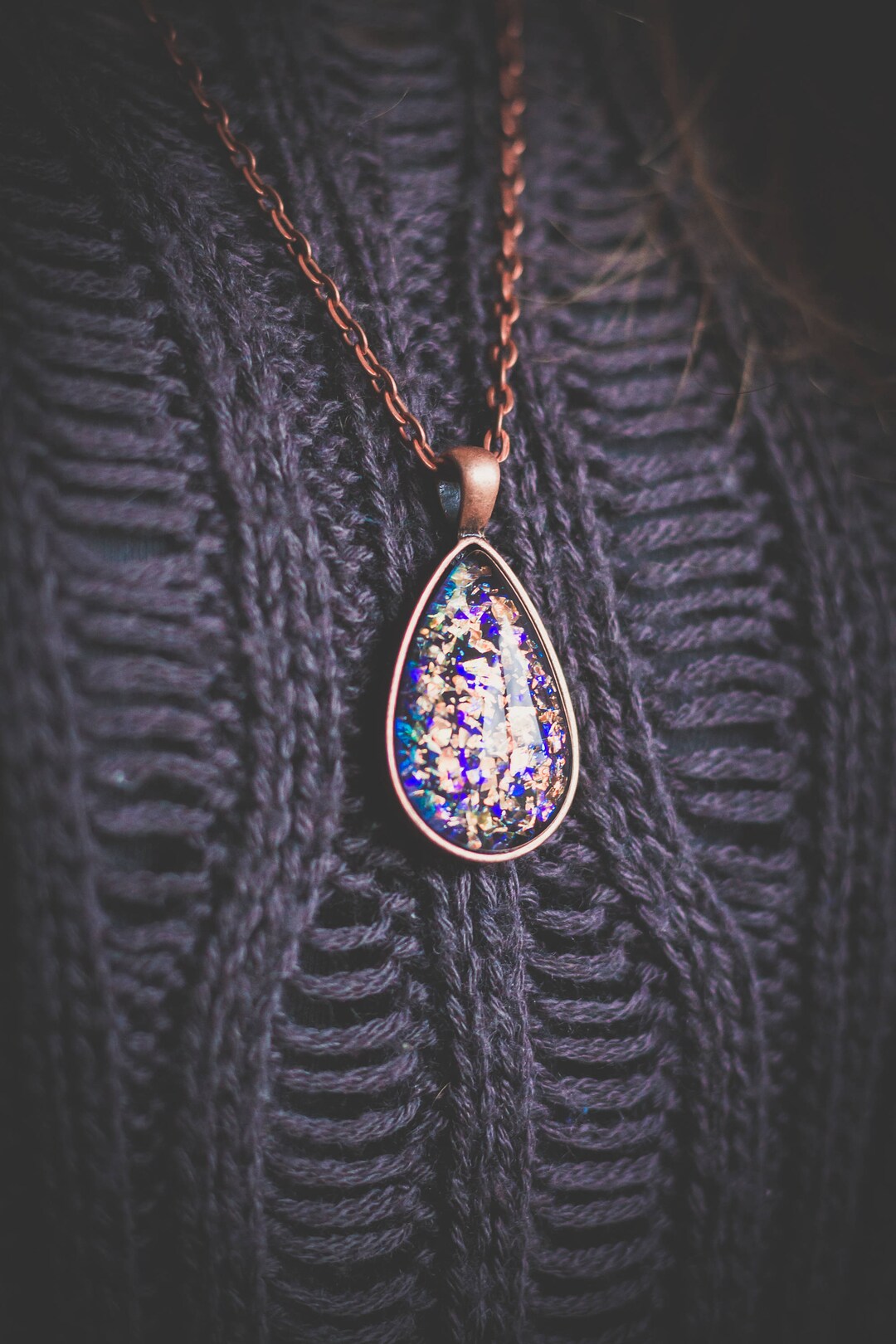 Holo Pendant: 20x30mm Teardrop Shattered Sunrise Iridescent - Etsy UK