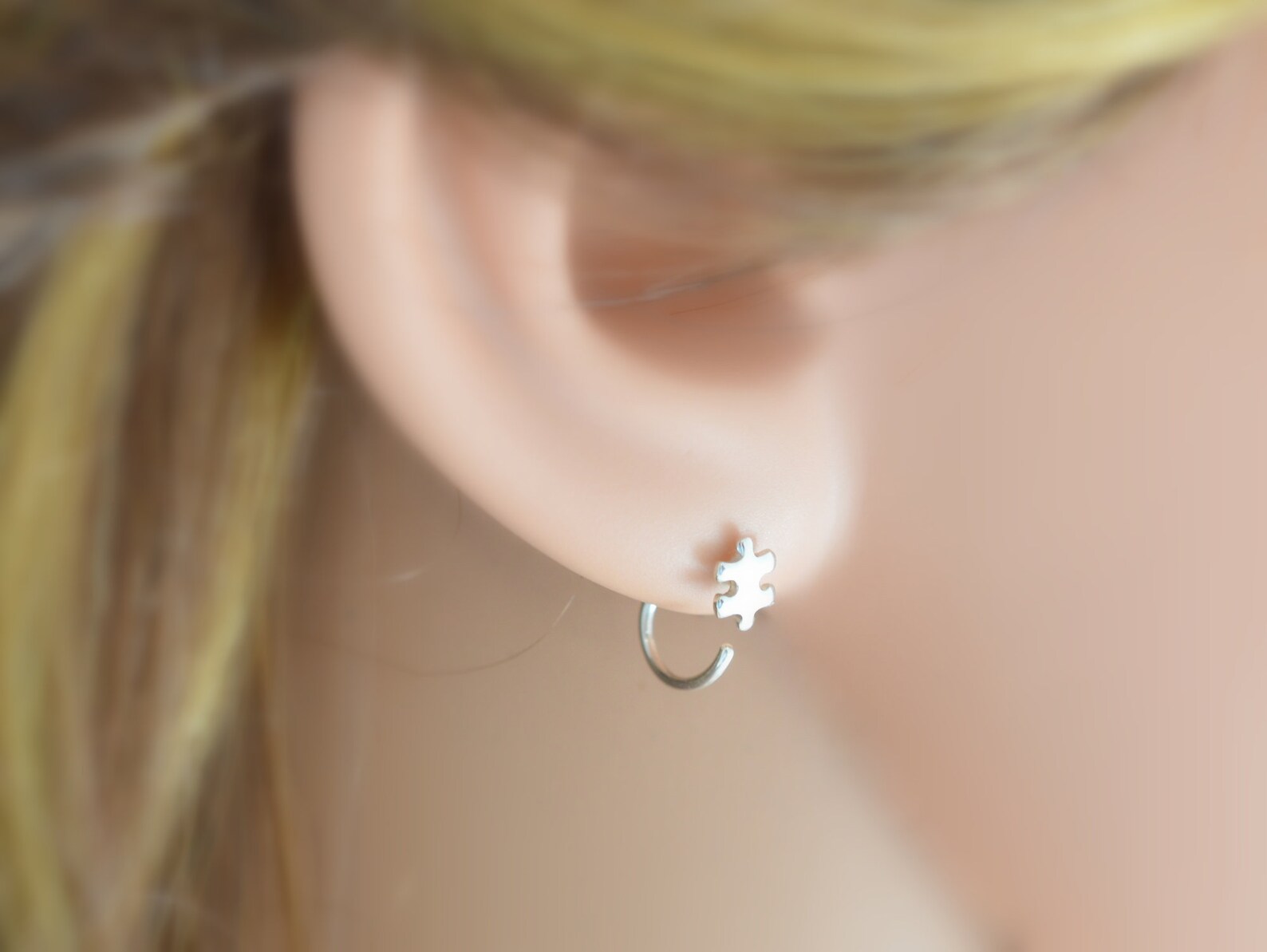 Puzzle Piece Hoops Tiny Hugging Hoop Autism Awareness Mini - Etsy