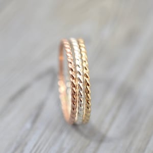 Gold Super Narrow Rings, Tri-color Midi Rings, Knuckle Pinky Rings ...