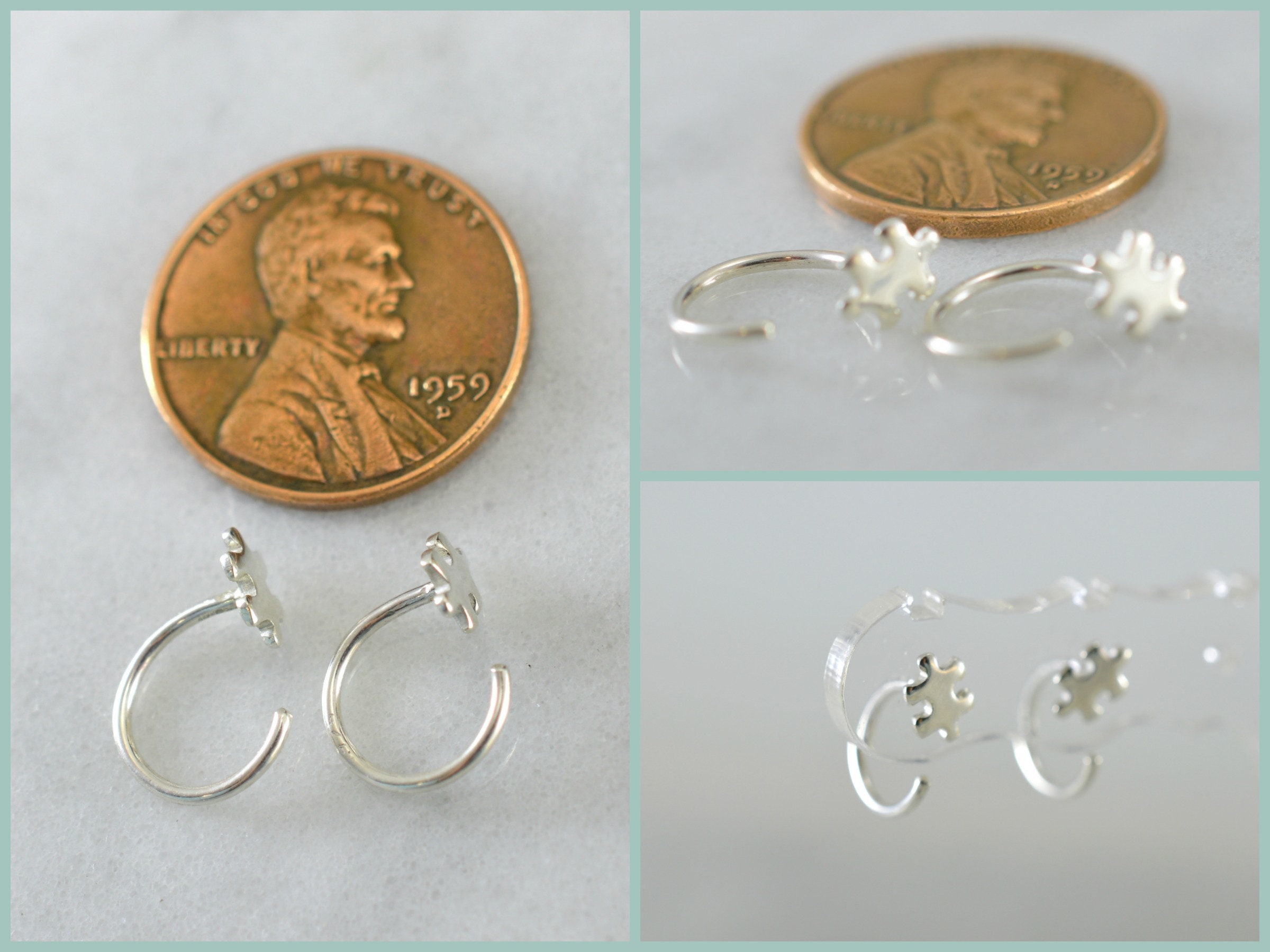 Puzzle Piece Hoops Tiny Hugging Hoop Autism Awareness Mini - Etsy