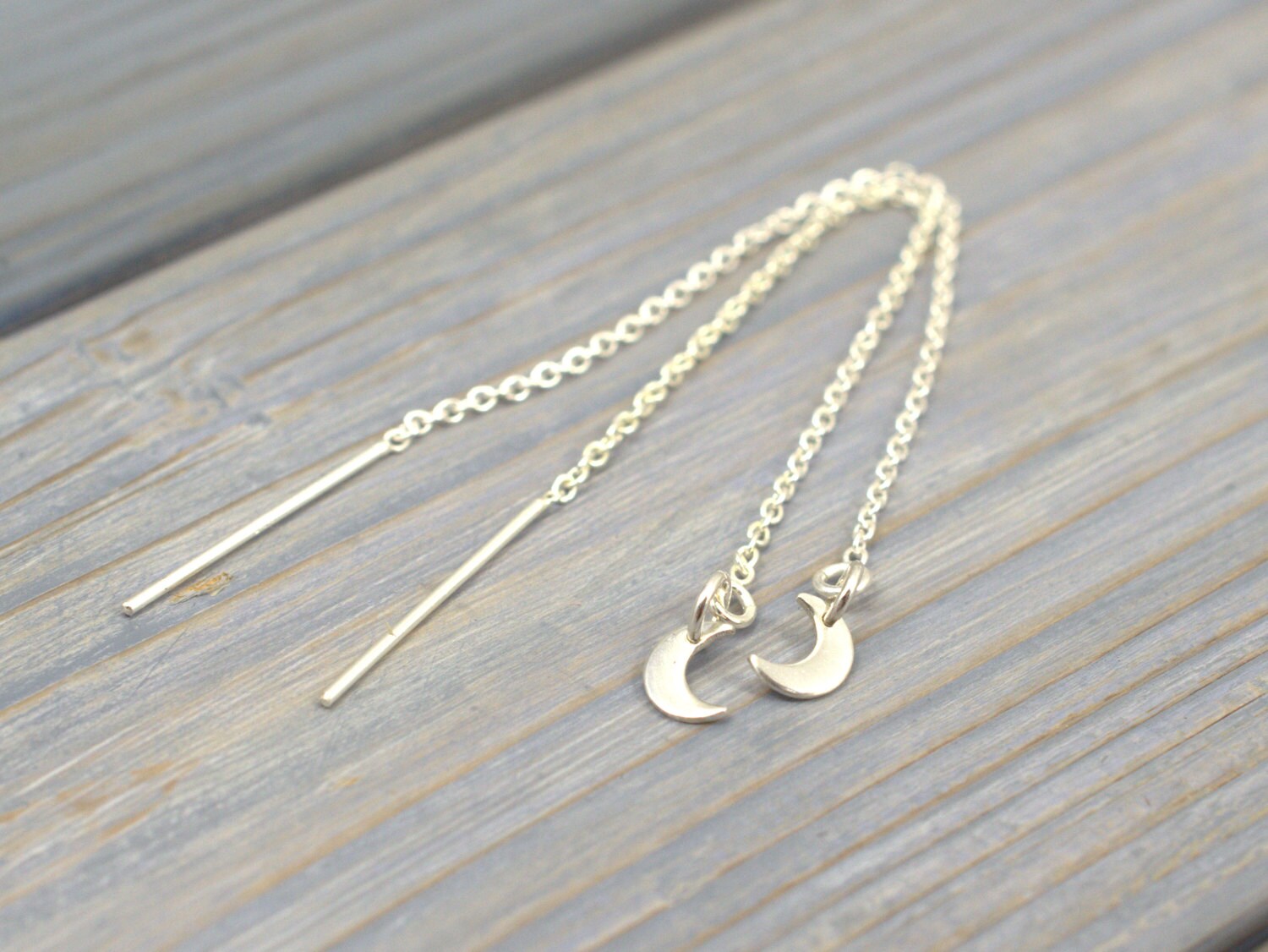 Tiny Moon Threaders Crescent Moon Jewelry Micro Moon | Etsy