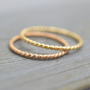 Gold Super Narrow Rings, Tri-color Midi Rings, Knuckle Pinky Rings ...