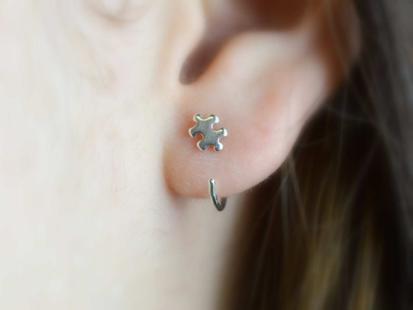 Puzzle Piece Hoops Tiny Hugging Hoop Autism Awareness Mini - Etsy